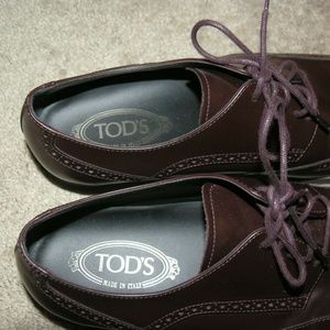 Tod's | Shoes | Tods Dark Oxblood Leather Wingtips Size M Nwob | Poshmark